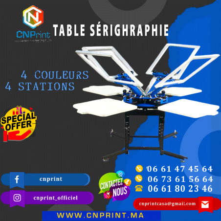 Table Sérigraphie 4 Stations 4 Couleurs